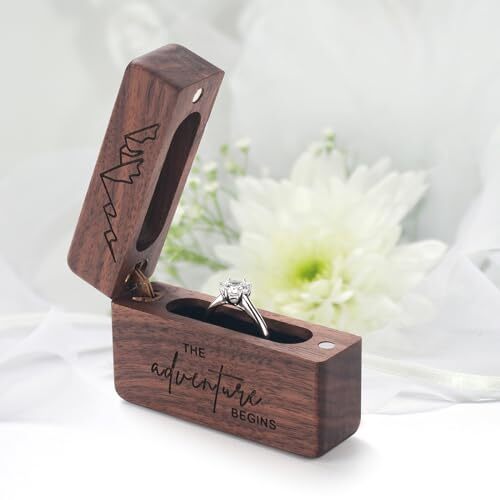 Slim Engagement Ring Box, Wooden Wedding Ring Box for A: The adventure ...