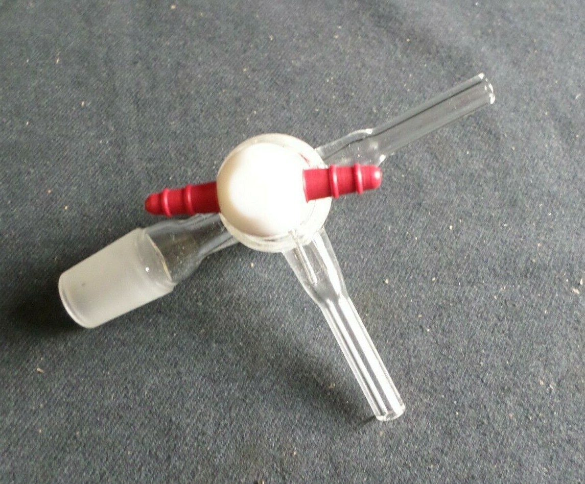 Glass 19/22 3-Way Flow Control Flushing Adapter w/ PTFE Stopcock, AF ...