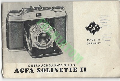 Vintage Agfa Solinette II Camera Manual | eBay