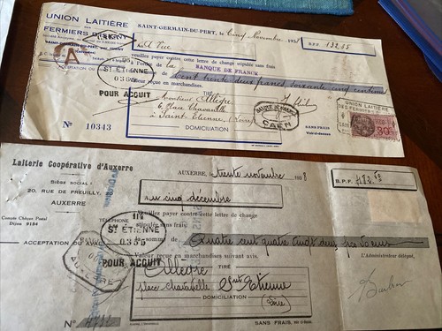 Antique French Cheque 1941, Handwritten, Hand Stamped , W/Business Tax ...