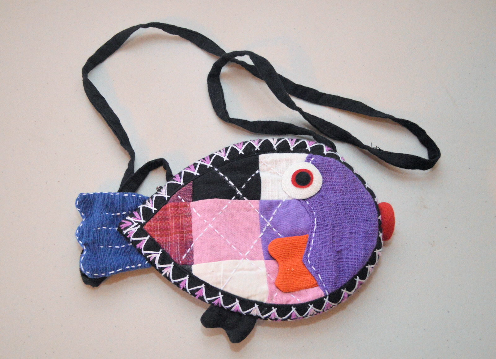 Zippered Fish Purse Multicolor Bag 11 inch Fair Trade | eBay