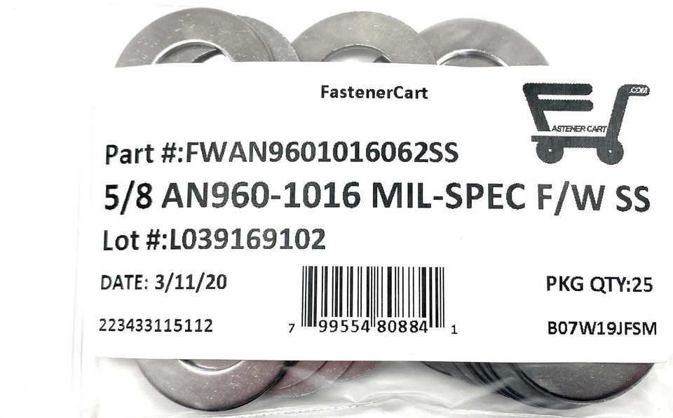 (25) 5/8 AN960-1016 Mil-Spec Washers Stainless Steel AN9601016 (25 ...