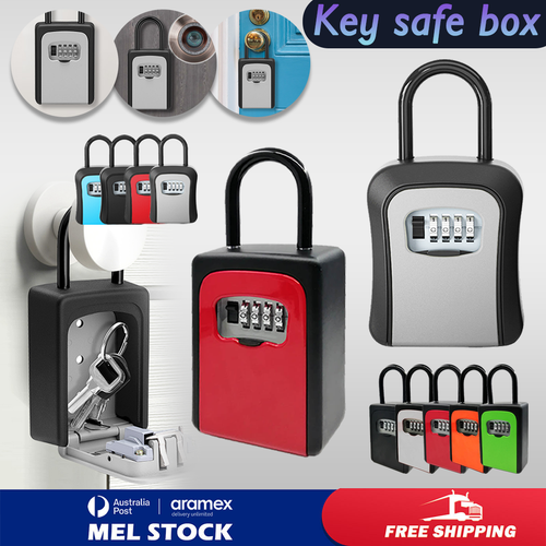 Waterproof 4 Digit Key Safe Box Wall Mount Padlock Spare Lock Holder ...