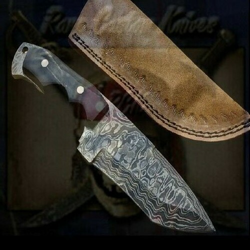 CUSTOM HANDMADE 10" DAMASCUS STEEL HUNTING SURVIVAL CAMPING TRACKER ...