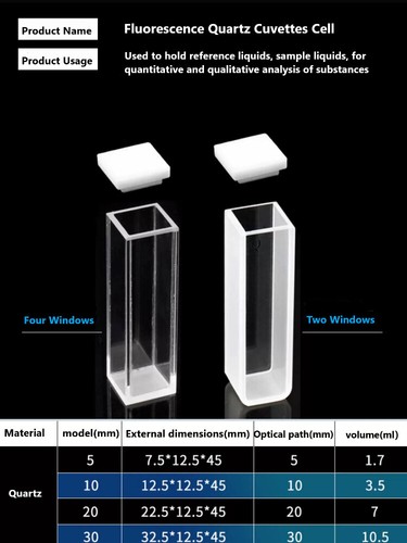 2Pcs Fluorescence Quartz Cuvettes Cell Cuvette 3.5 mL Newest | eBay
