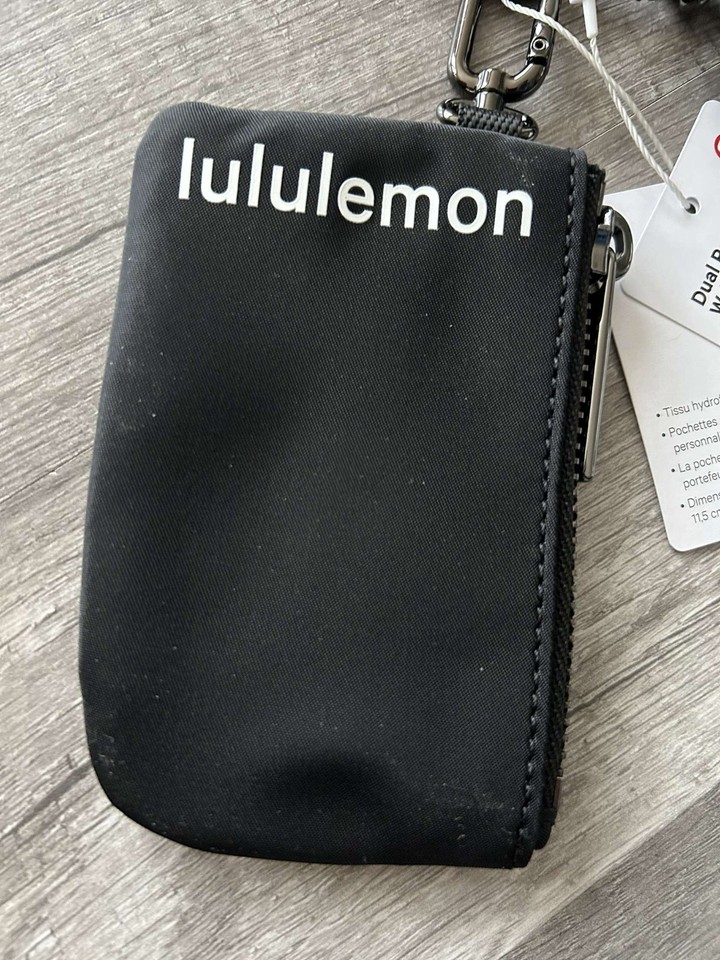 Lululemon Dual Pouch Wristlet Keychain Wallet Black and White | eBay