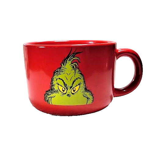 Dr Seuss The GRINCH Grin Holiday Mug Large RED Cup Coffee Soup Tea ...