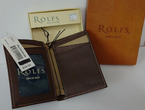 Rolfs Men's Premium Leather Slim Bifold Wallet Brown Brand New | eBay