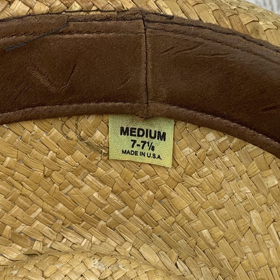 London Fog Straw Hat Size Sunhat Cavalier Tan Sash Medium 7 - 71/8 Made In USA | eBay