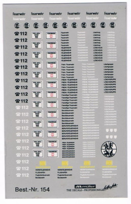 1:87 Decals "112 Feuerwehr" Aufkleber Modellbau H0 6x10cm Weiß ...