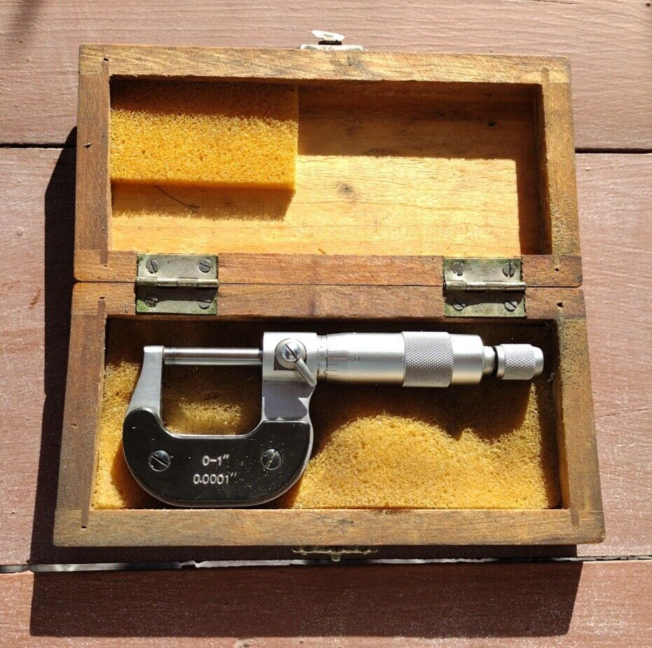 Fowler Tools 0-1” Micrometer with Original Wooden Case#40 Made in China ...