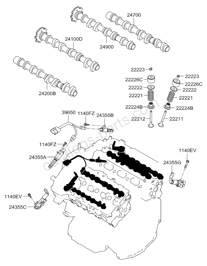 SORENTO LH VARIABLE CAM TIMING OIL CONTROL SOLENOID VALVE 2009-2012 ...