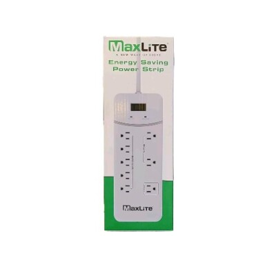 Max Light- Electric Power Strip 8 Outlets- 4ft Power Cord - Energy ...
