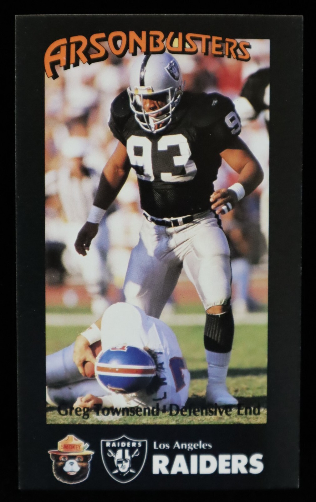 1988 Greg Townsend Los Angeles Raiders Arsonbusters Smokey Bear Card ...