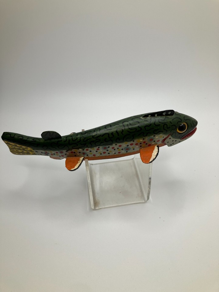 VINTAGE OLD JIM NELSON - MICHIGAN 10” TROUT FISH SPEARING DECOY FOLK ...