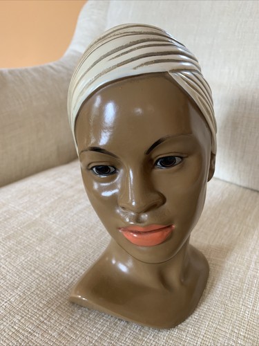 Vintage MCM Marwal Chalkware Bust Plaster Woman Head Polynesian/Arab w ...