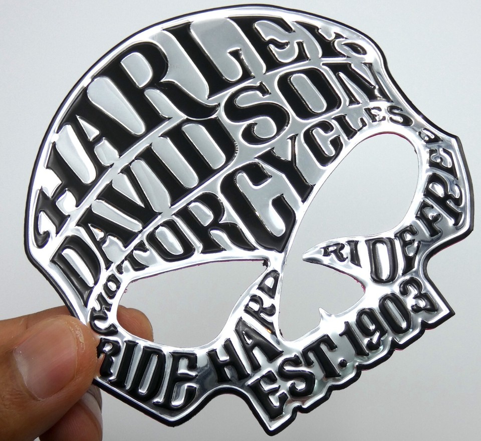 Harley Davidson Skull Emblem Fuel Tank Gas Badge Decal 3.5" x 3.5 ...