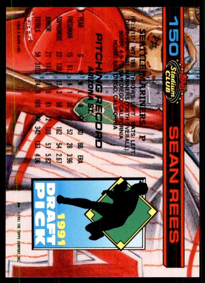 1991 Stadium Club Stadium Set Sean Rees Baseball Cards #150 | eBay