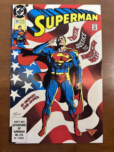 Superman 53-2nd Series, Retired Motto, Classic Flag Cover! 🔥🔑 | eBay