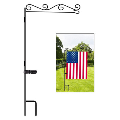 Garden Flag Stand Holder Yard Flag Pole with Clip Anti-Wind Flag Stand ...
