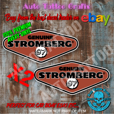 VINTAGE STROMBERG 97 Decal Sticker X2 Car Vintage Hot Rod Rat Rod ...