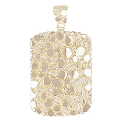 14k Yellow Gold Solid Big Rectangle Nugget Pendant 2.4" 25 grams | eBay