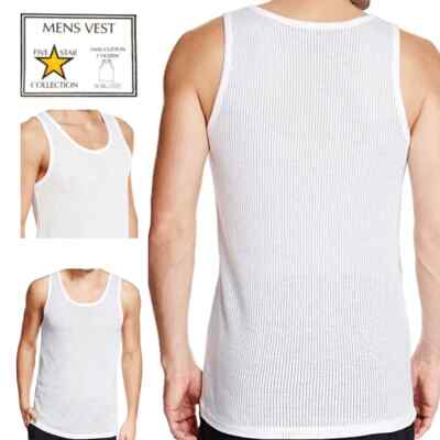 Mens White Vests 100% Cotton Airtex Mesh Singlets Underwear (lot) All ...