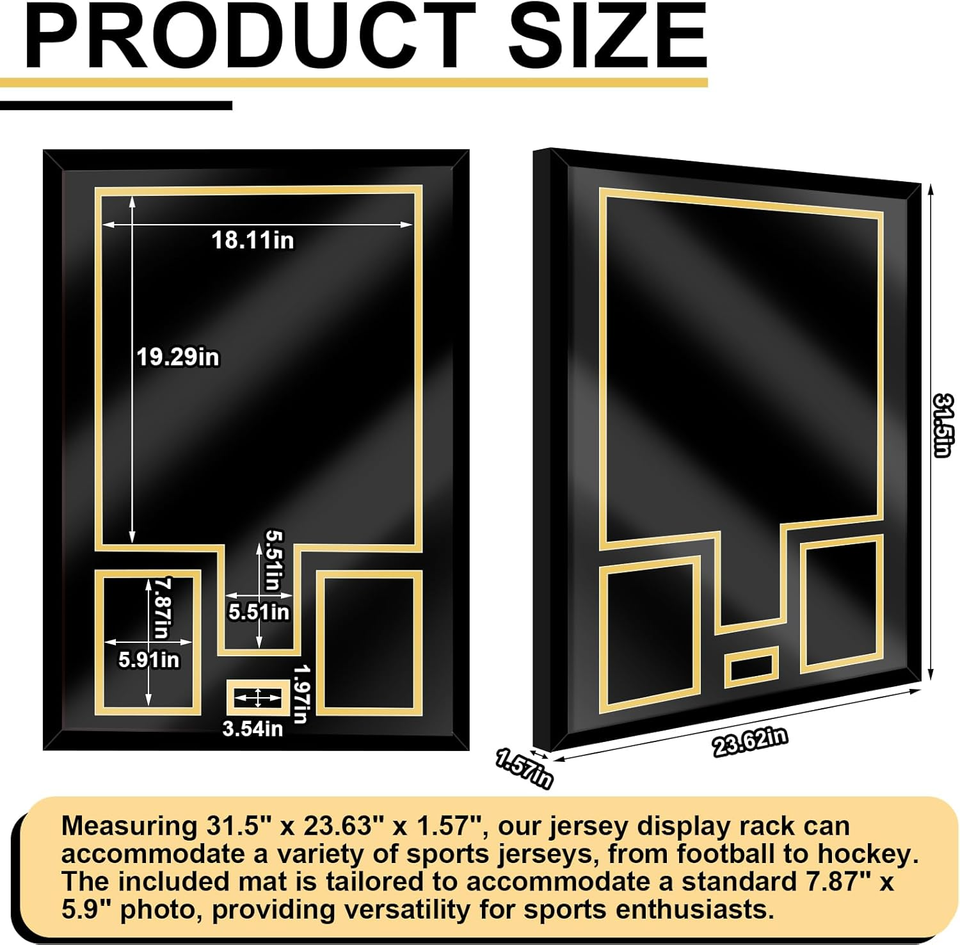 Jersey Shadow Box Display Case 32x24" for Sports Memorabilia - Black ...