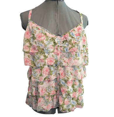 Abercrombie & Fitch Floral Chiffon Layered Ruffle Top Women's Large NWT ...