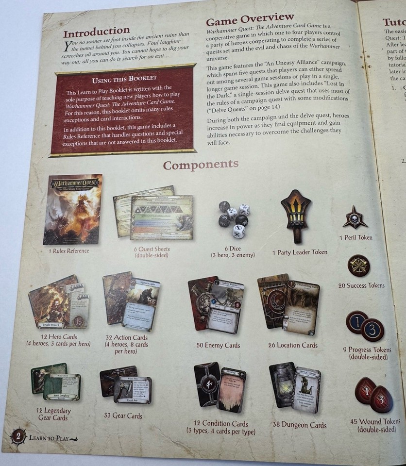 Warhammer Quest Adventure Card Game - Fantasy Flight Games OOP COMPLETE ...