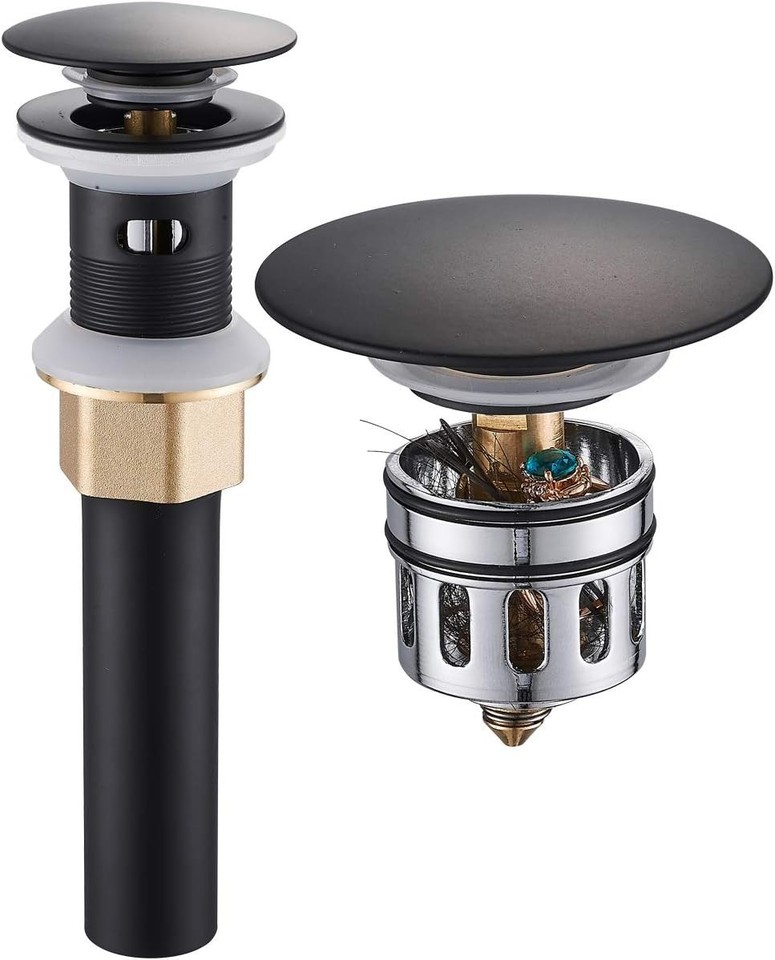 Durable Stainless Steel Pop-Up Drain Stopper with Overflow - 1.5" to 1. ...