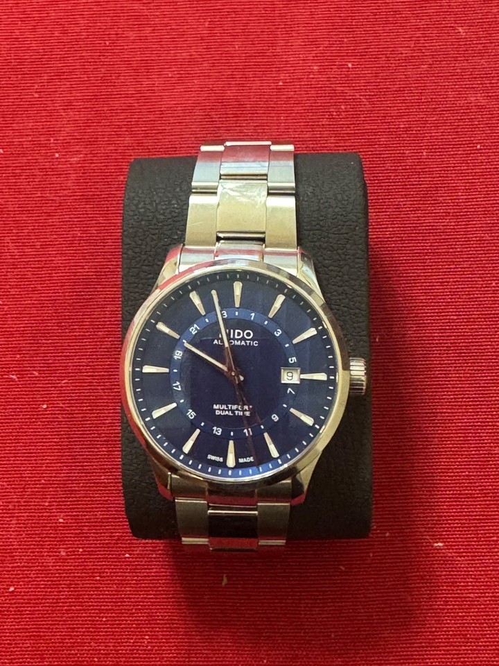Mido Multifort Dual Time Automatic Blue Dial Watch M0384291104100 | eBay