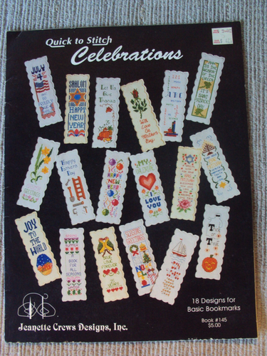 1993 Jeanette Crews Designs BOOKMARK Celebrations Cross Stitch Pattern ...