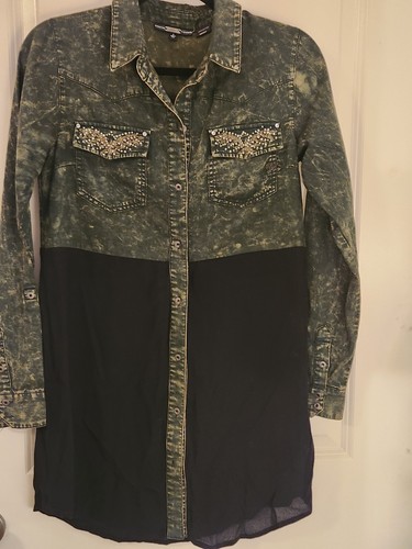 Miss Me Long Button Up Dress Shirt | eBay
