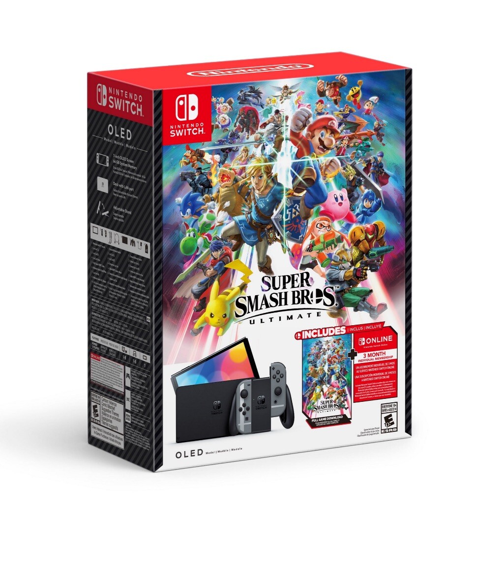 Nintendo Switch (OLED Model) Super Smash Bros. Bundle 64GB Console ...