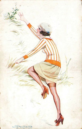 Artist Signed Peltier Beatifull Woman Climbing Paris France Postcard | eBay