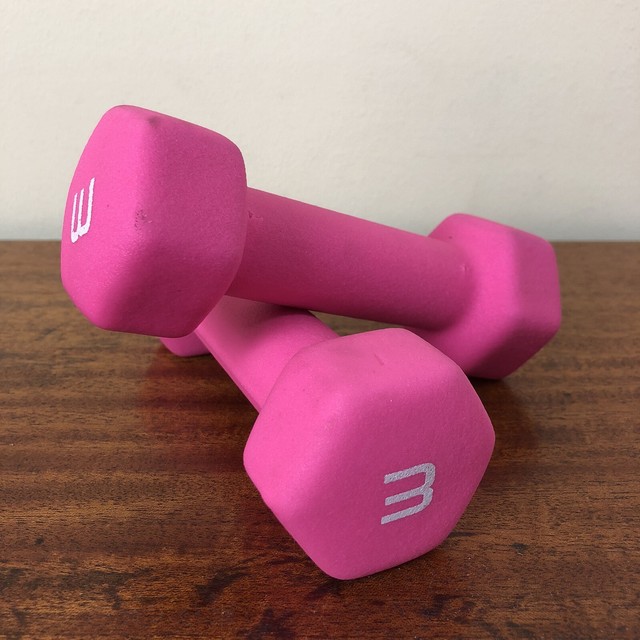 3lb Pair of Pink Neoprene Coated Dumbbell Excercise Hex Weights | eBay