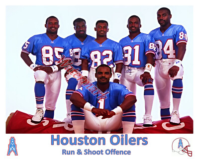 NFL 1991 Houston Oilers QB Warren Moon & Run & Shoot Offence Color 8 X ...