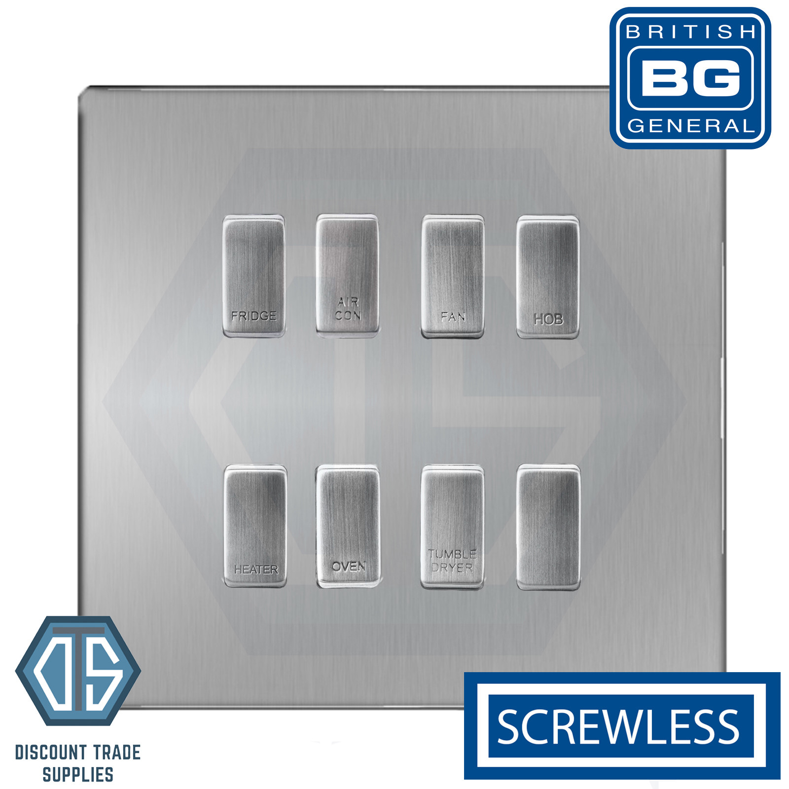 BG Brushed Steel Screwless Custom Grid Switch Panel Kitchen Appliance 8 ...