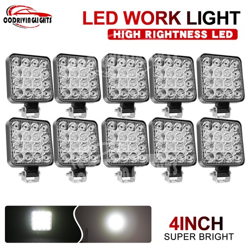 10Pcs Square LED Work Light Pods SPOT Lights For Truck Off Road Tractor ...