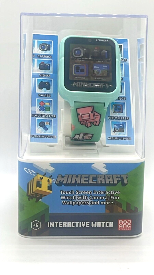 Accutime Minecraft Green & Pink Educational Learning Touchscreen Smart ...