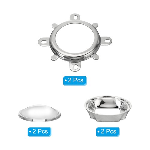 2set 44mm LED Lens Optical Glass 120 Degree Focus w Holder for 20W to ...
