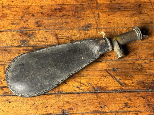 Antique AMERICAN CAP Civil War PATENT Black Powder LEATHER SHOT POUCH ...