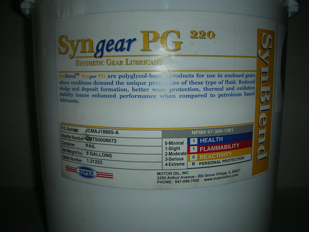SynBlend SYNgear PG 220 Synthetic Gear Lubricant, 5 Gallon ISO 220 ...