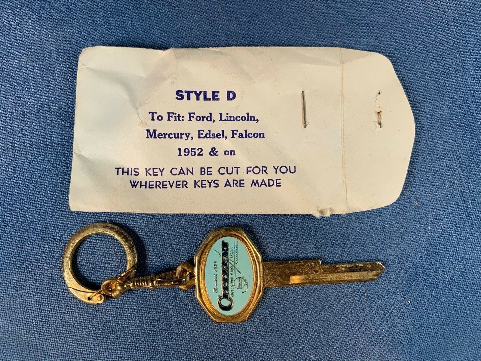 1952 Ford, Mercury, Edsel Falcon KEY BLANK + Style D + VINTAGE KEY ...