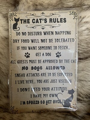 The Cats Rules 8x12in Metal Sign | eBay