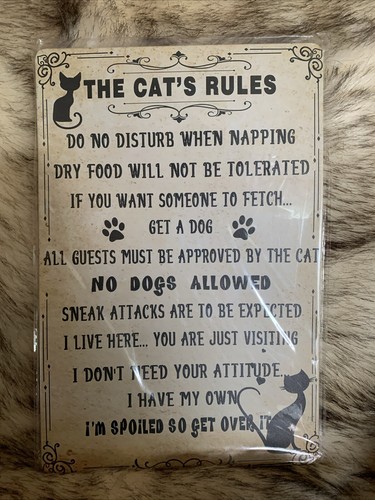 The Cats Rules 8x12in Metal Sign | eBay