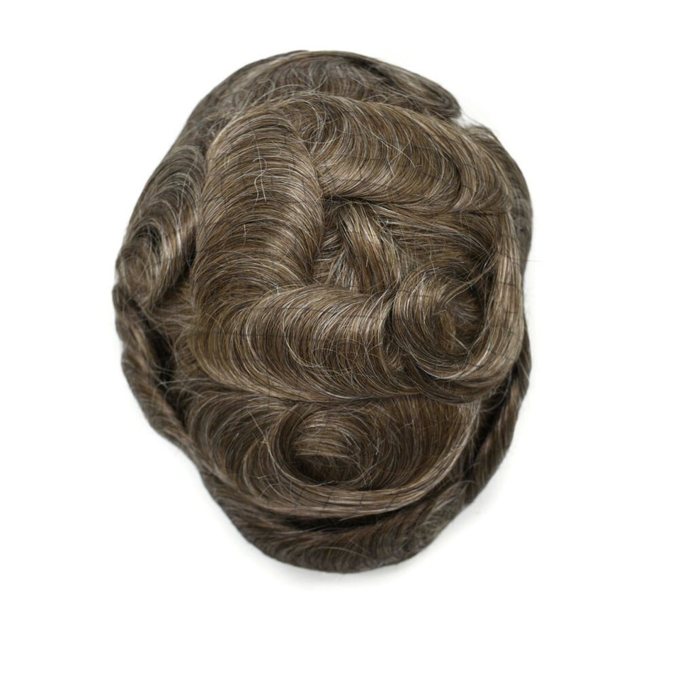 Mens Toupee Human Hair Replacement Full Poly Skin Injected PU System ...