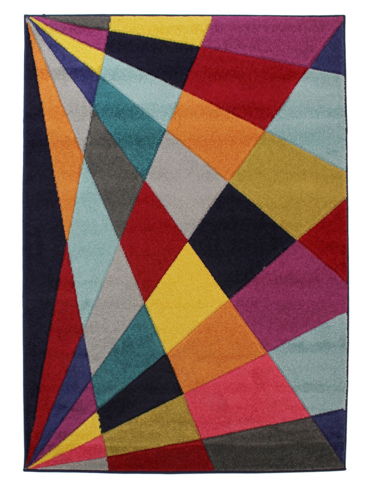 SMALL LARGE VIBRANT FUNKY MULTI COLOURED GEOMETRIC SOFT PILE MODERN ...