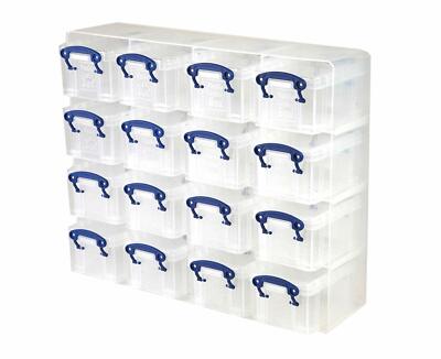 Really Useful Box Plastic Storage Organiser With 16 X 0.3 Litre Boxes ...
